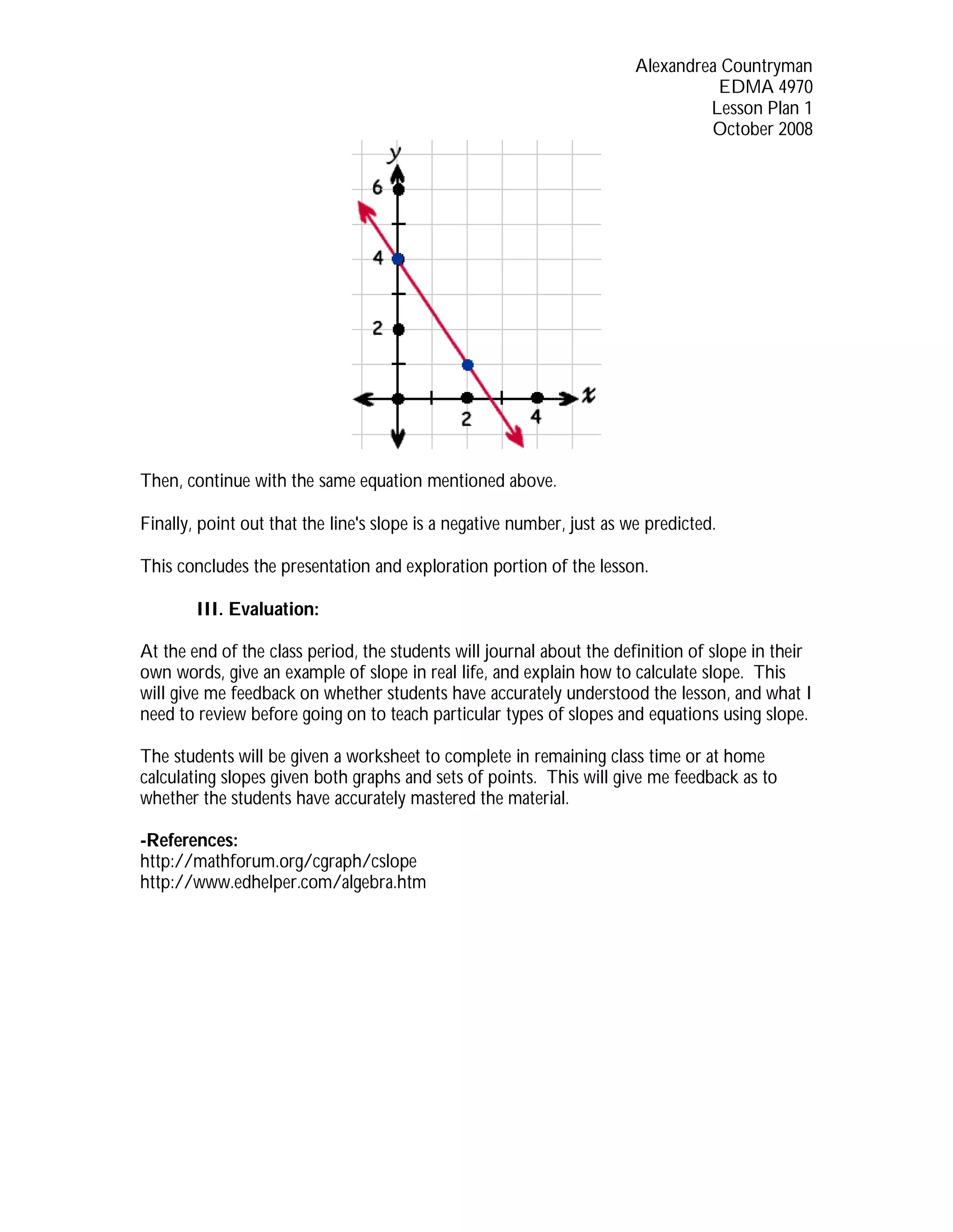 Slope lesson plan | PDF
