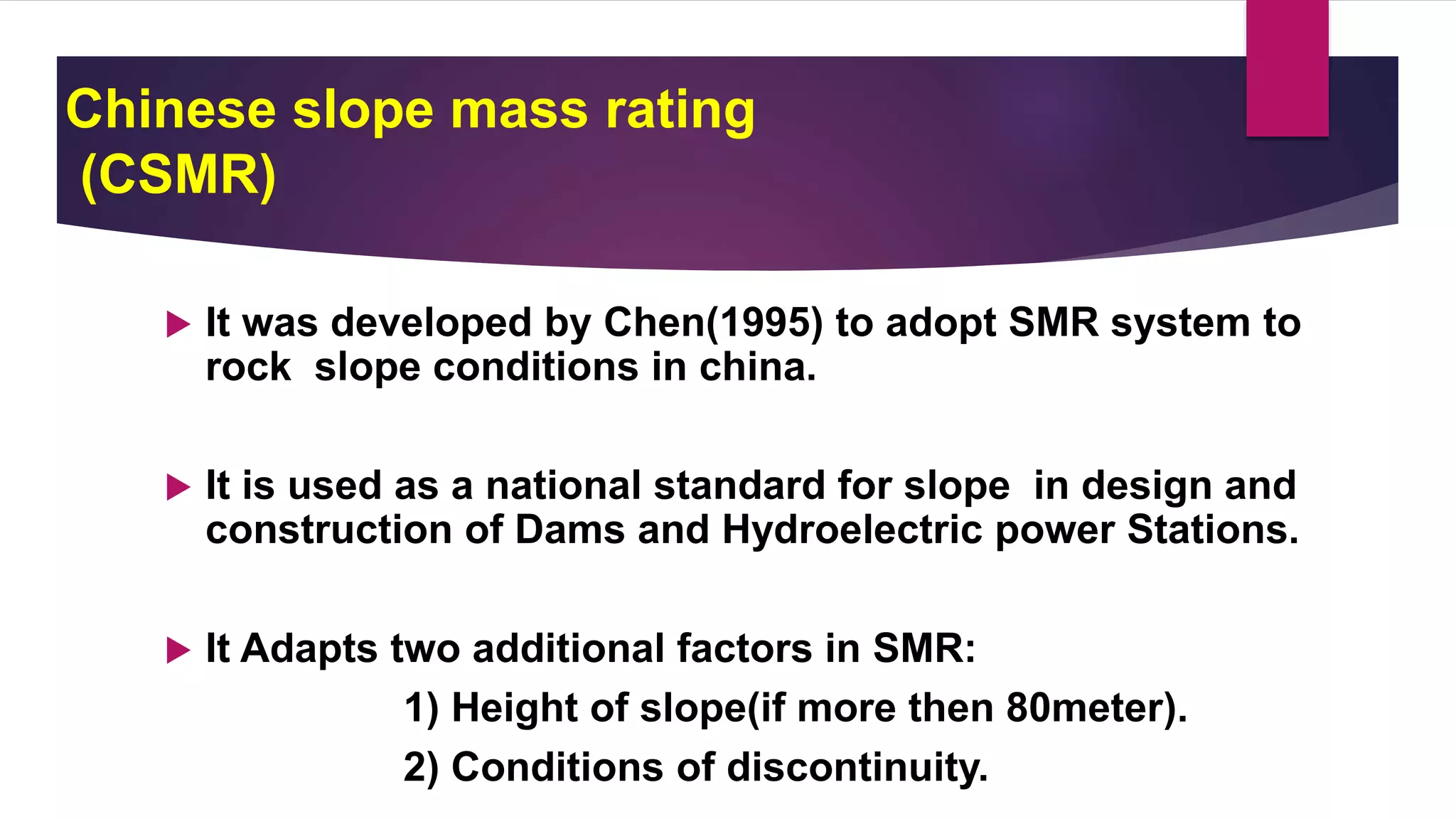 Slope mass rating (SMR) | PPTX