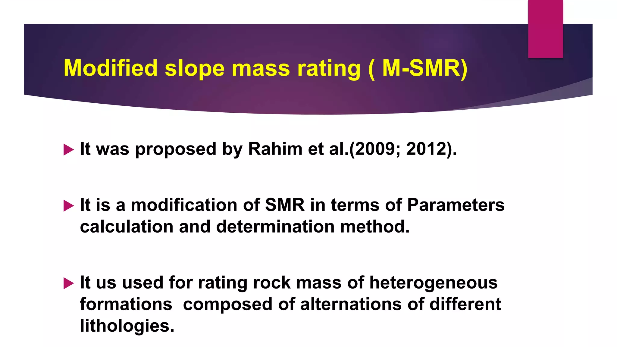 Slope mass rating (SMR) | PPTX | Civil Engineering Industry | Industries