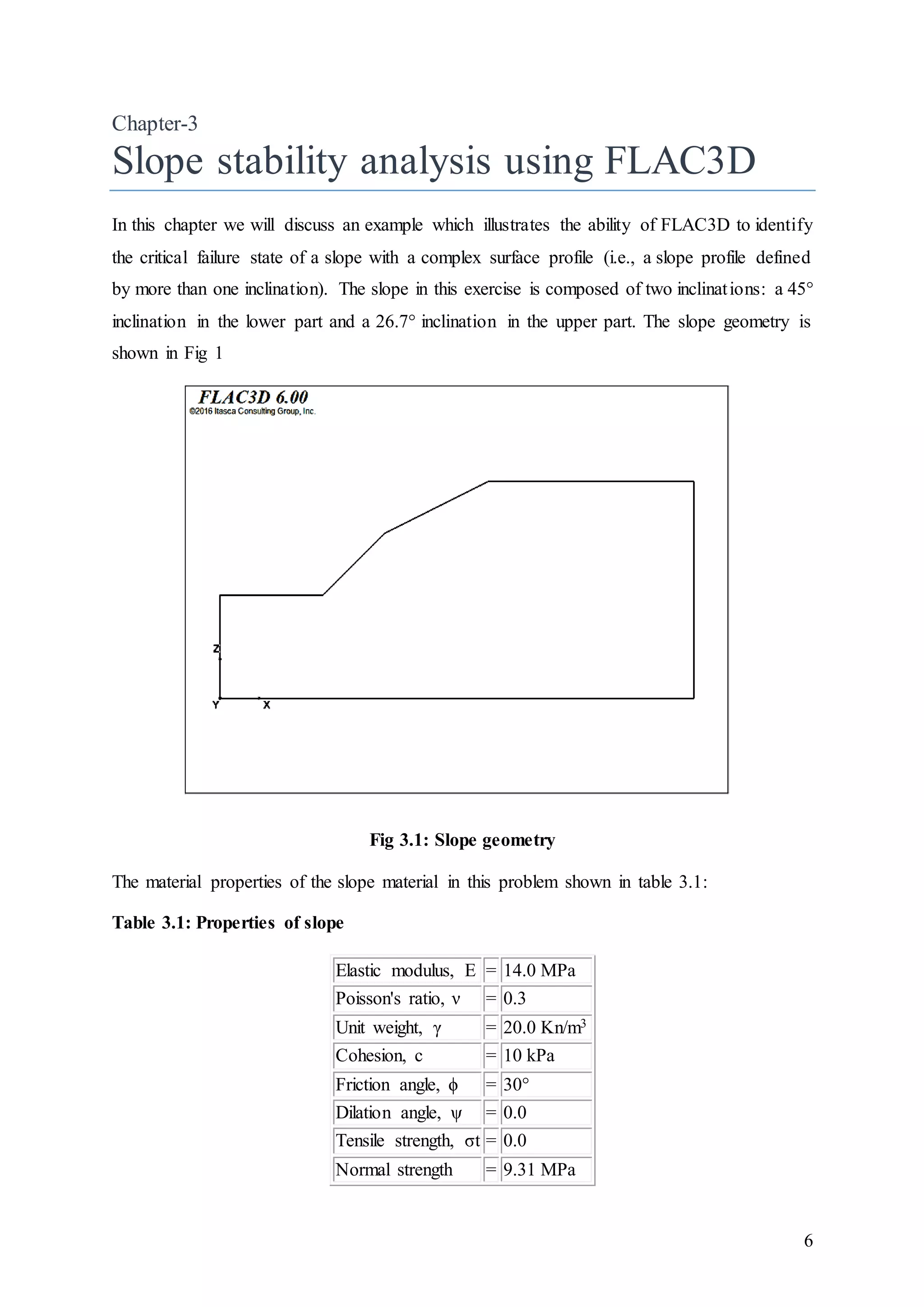 Slope stability analysis using flac 3D | DOCX