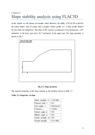 Slope stability analysis using flac 3D | DOCX