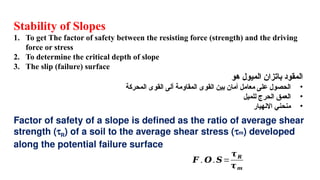 Soil Slope Stability- Landslides Factor of safety | PPT