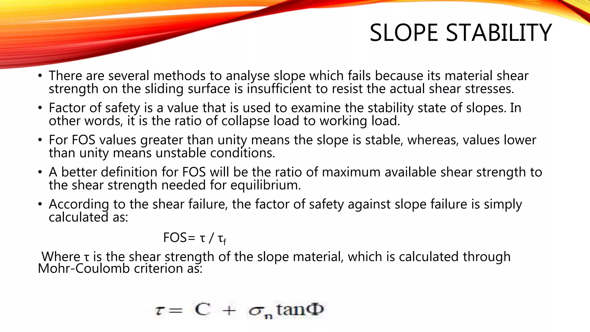 Slope stability using flac | PPTX
