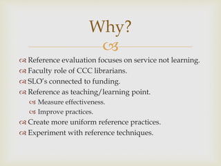 Learning Outcomes at Reference Desk | PPTX | Educational Assessment ...