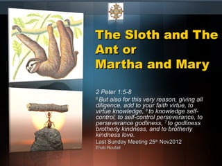 The Sloth and The Ant or Martha and Mary | PPT