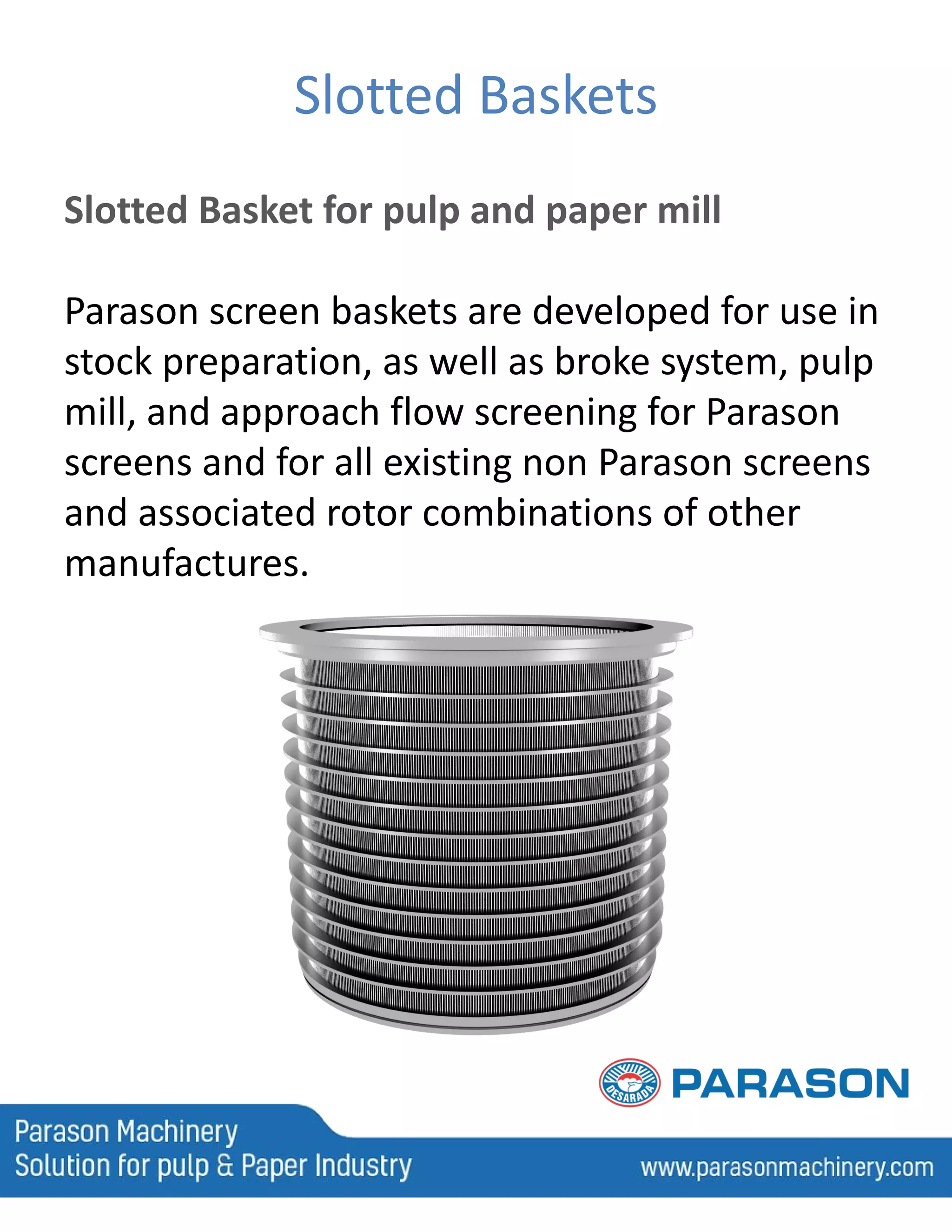 Slotted Baskets Pulp Equipment | PDF