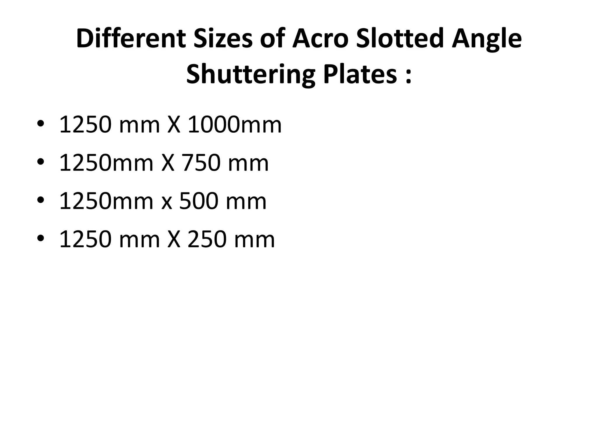 Slotted angle shuttering plates | PPT