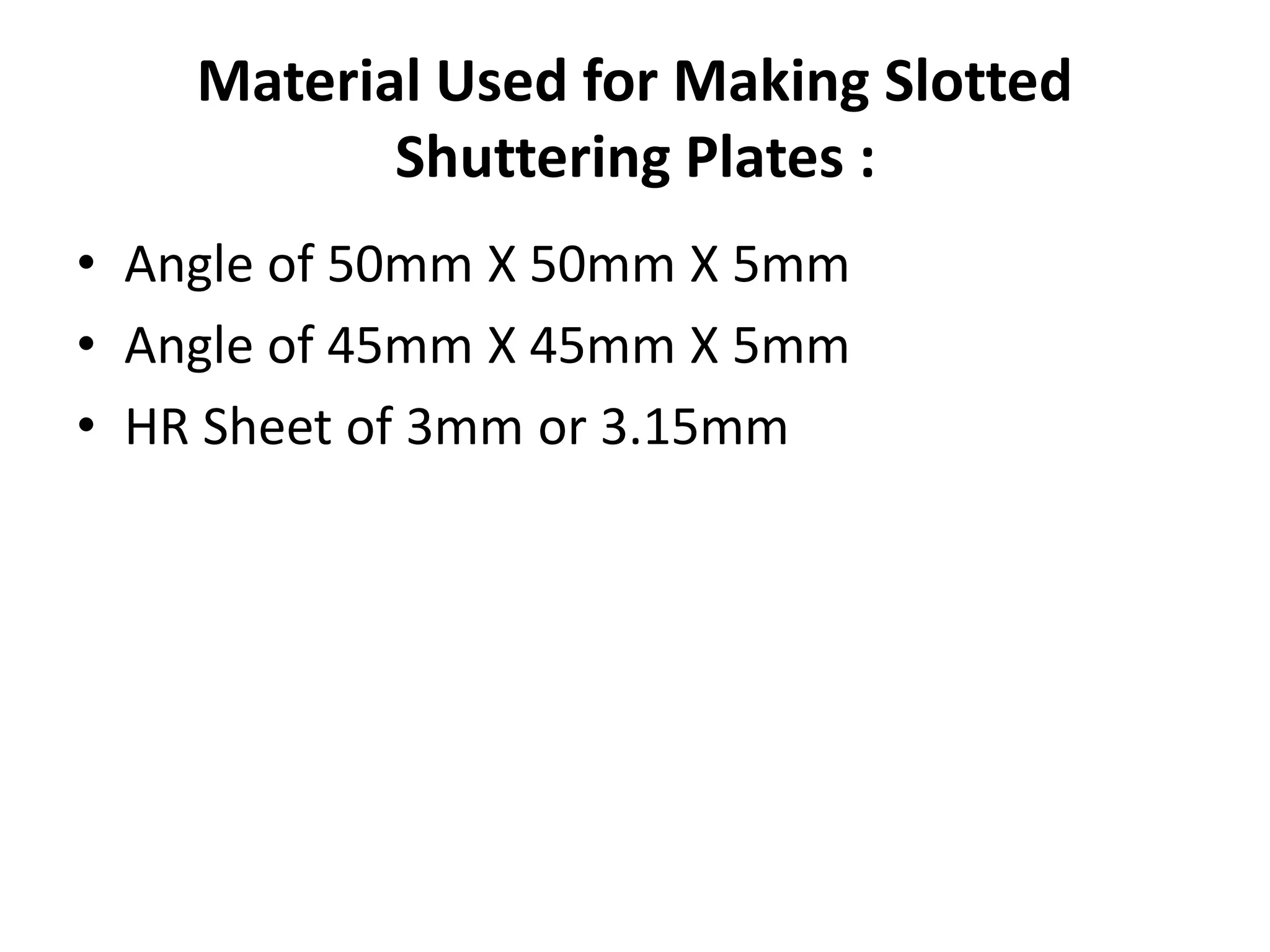 Slotted angle shuttering plates | PPT