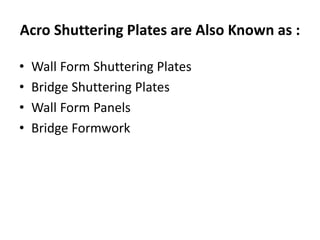 Slotted angle shuttering plates | PPT