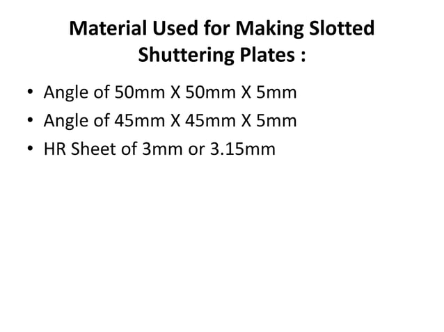 Slotted angle shuttering plates | PPT