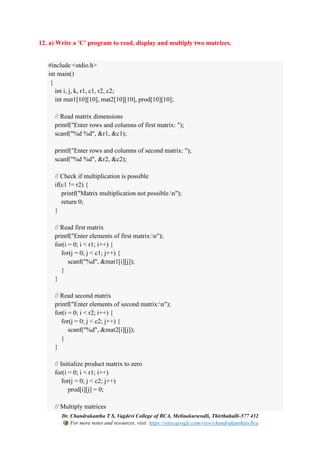 Solved First Semester B.C.A. C Programming Question Paper – Jan/Feb ...