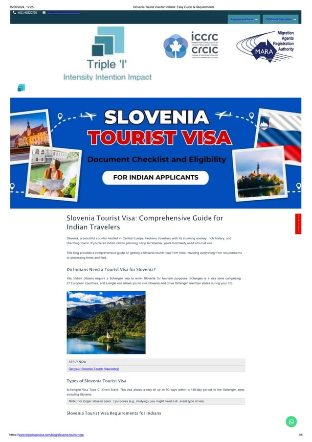Slovenia Visa for Indians | How to apply | PDF