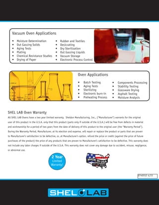 SHEL LAB Ovens Catalog | PDF