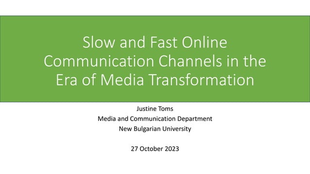 Slow vs Fast Media | PPTX