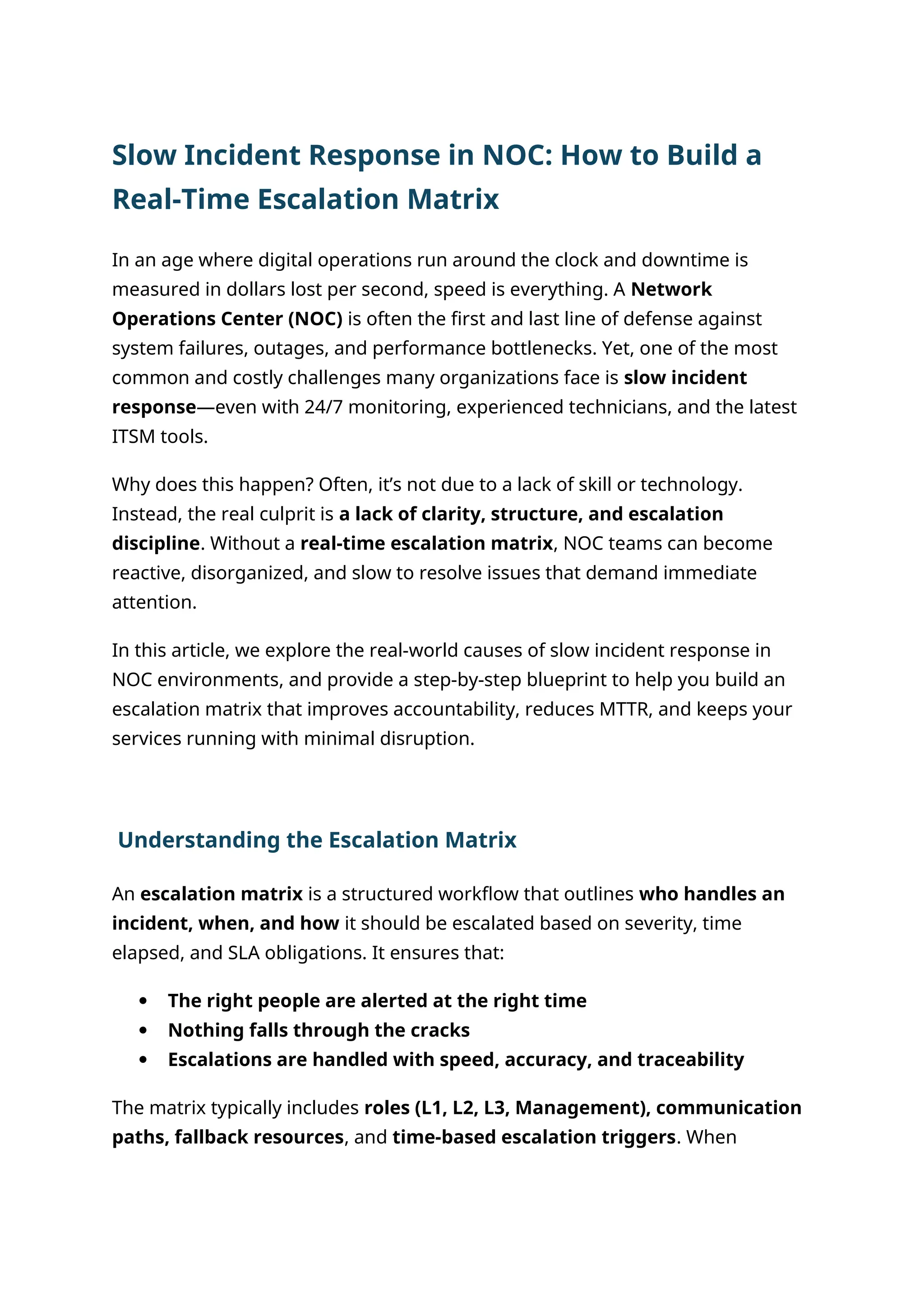 Slow Incident Response in NOC: How to Build a Real-Time Escalation ...
