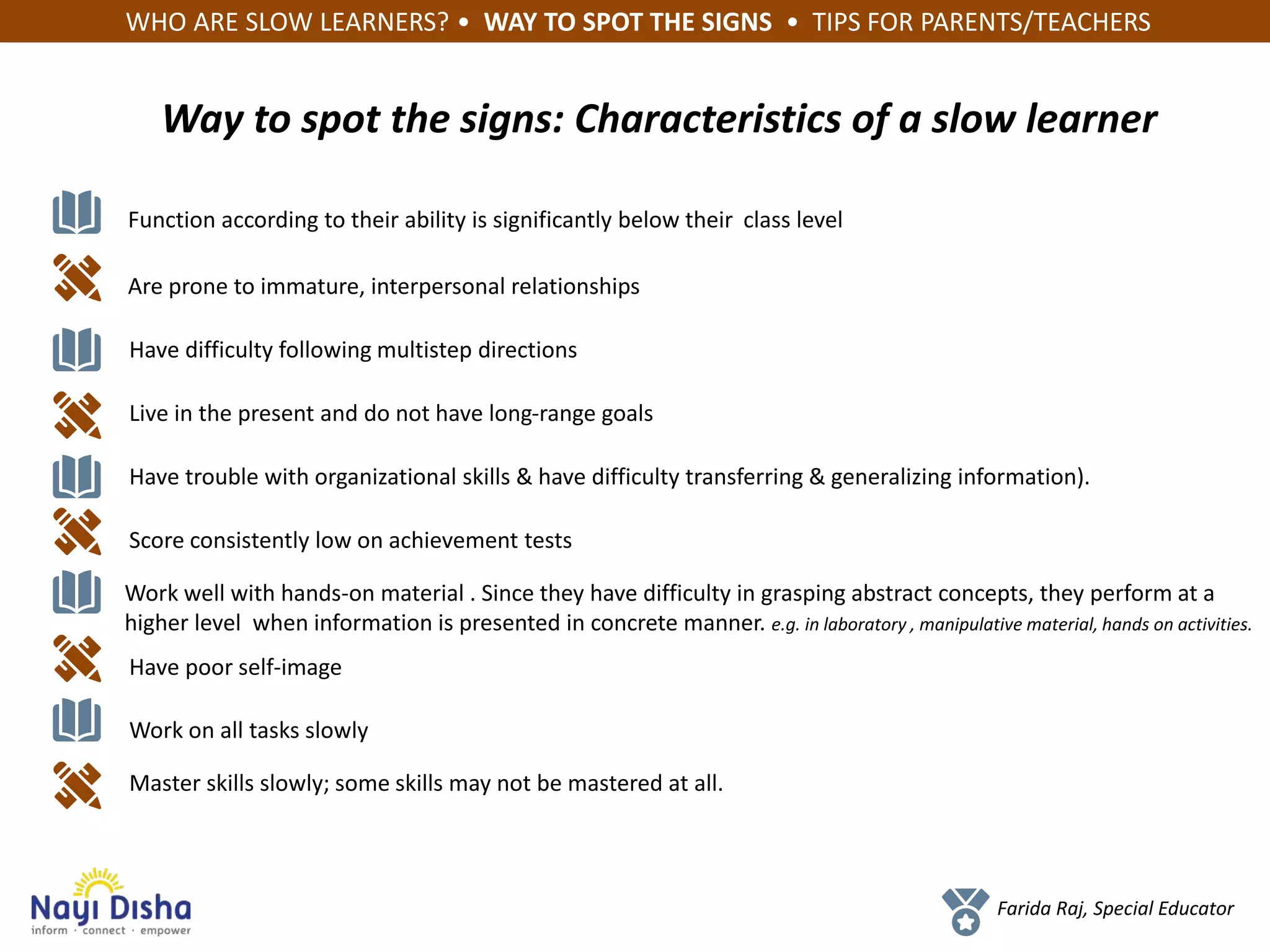 Characteristics of a Slow Learner | PPTX