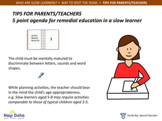 Characteristics of a Slow Learner | PPTX