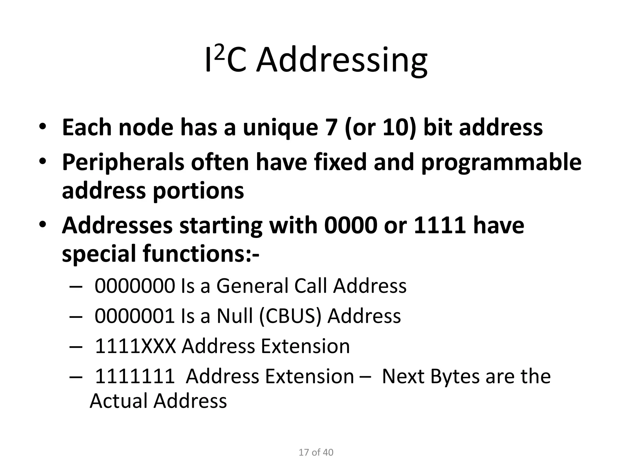 Slow peripheral interfaces (i2 c spi uart) | PPTX | Computer Networking | Computing