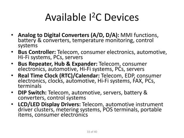 Slow peripheral interfaces (i2 c spi uart) | PPTX | Computer Networking | Computing