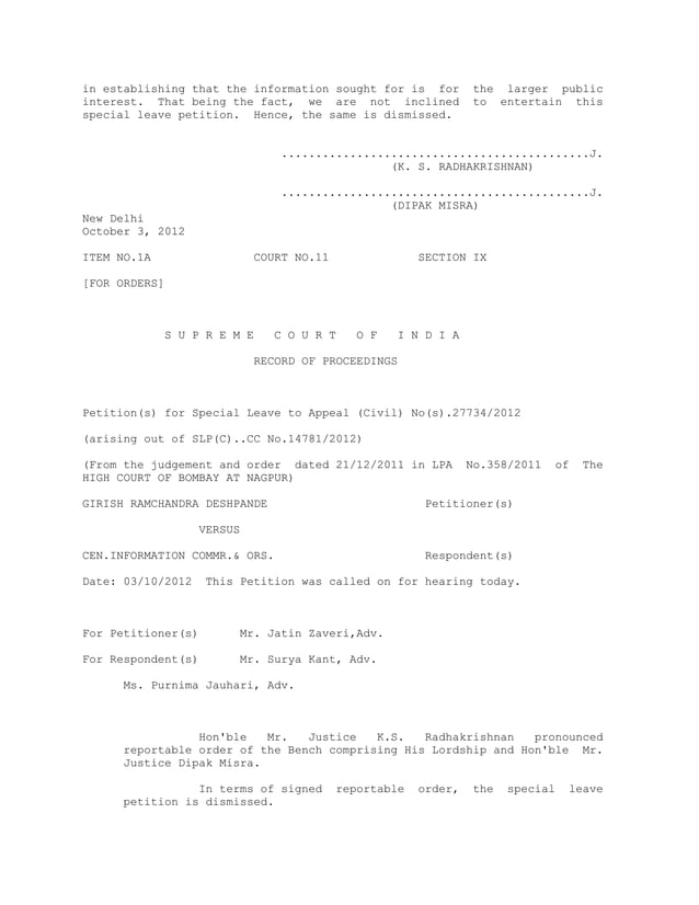 Slp 27734 -12(supreme court judgment) | DOC | Business Accounting & Finance | Business