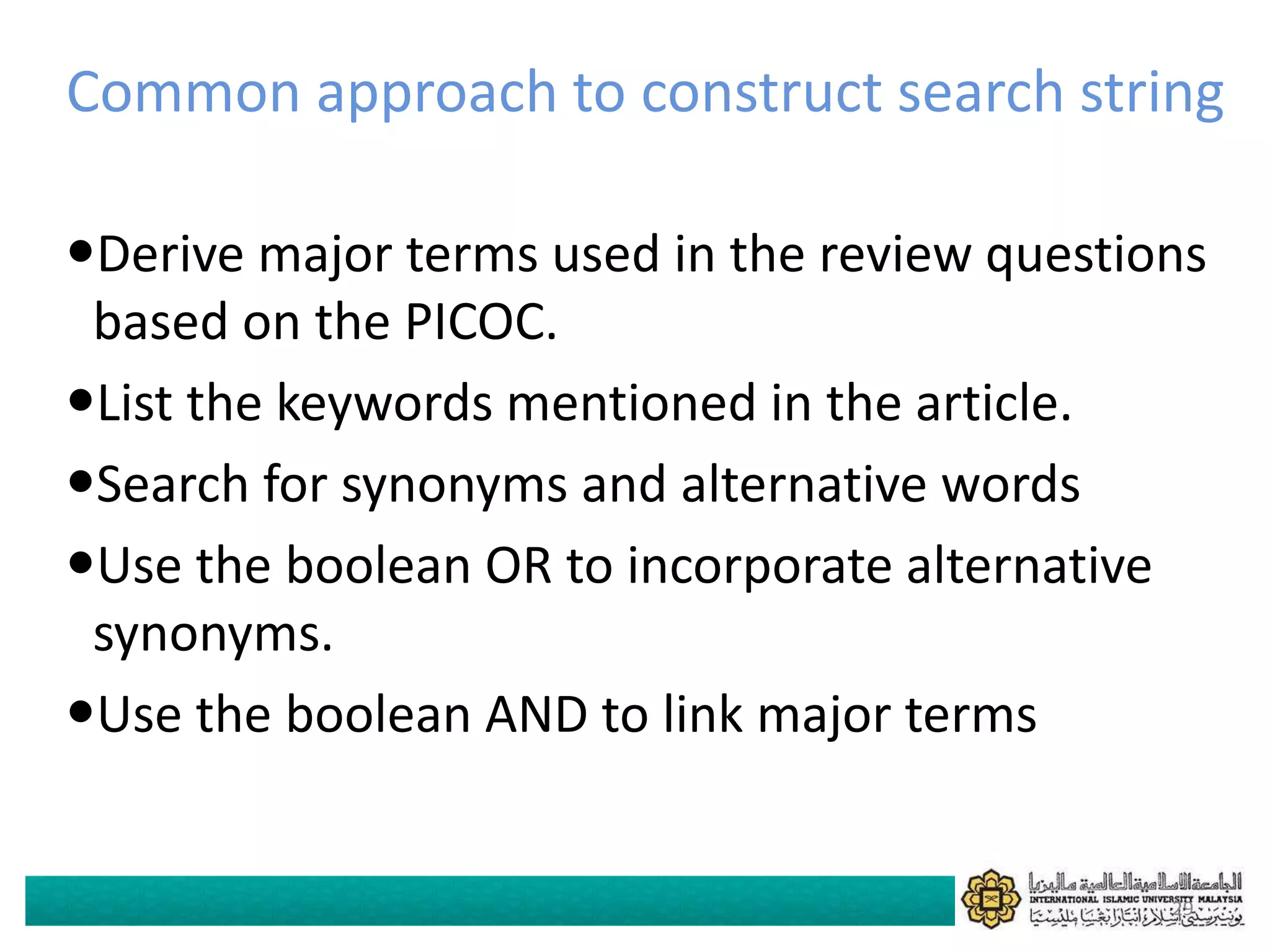 Introduction to Systematic Literature Review method | PDF