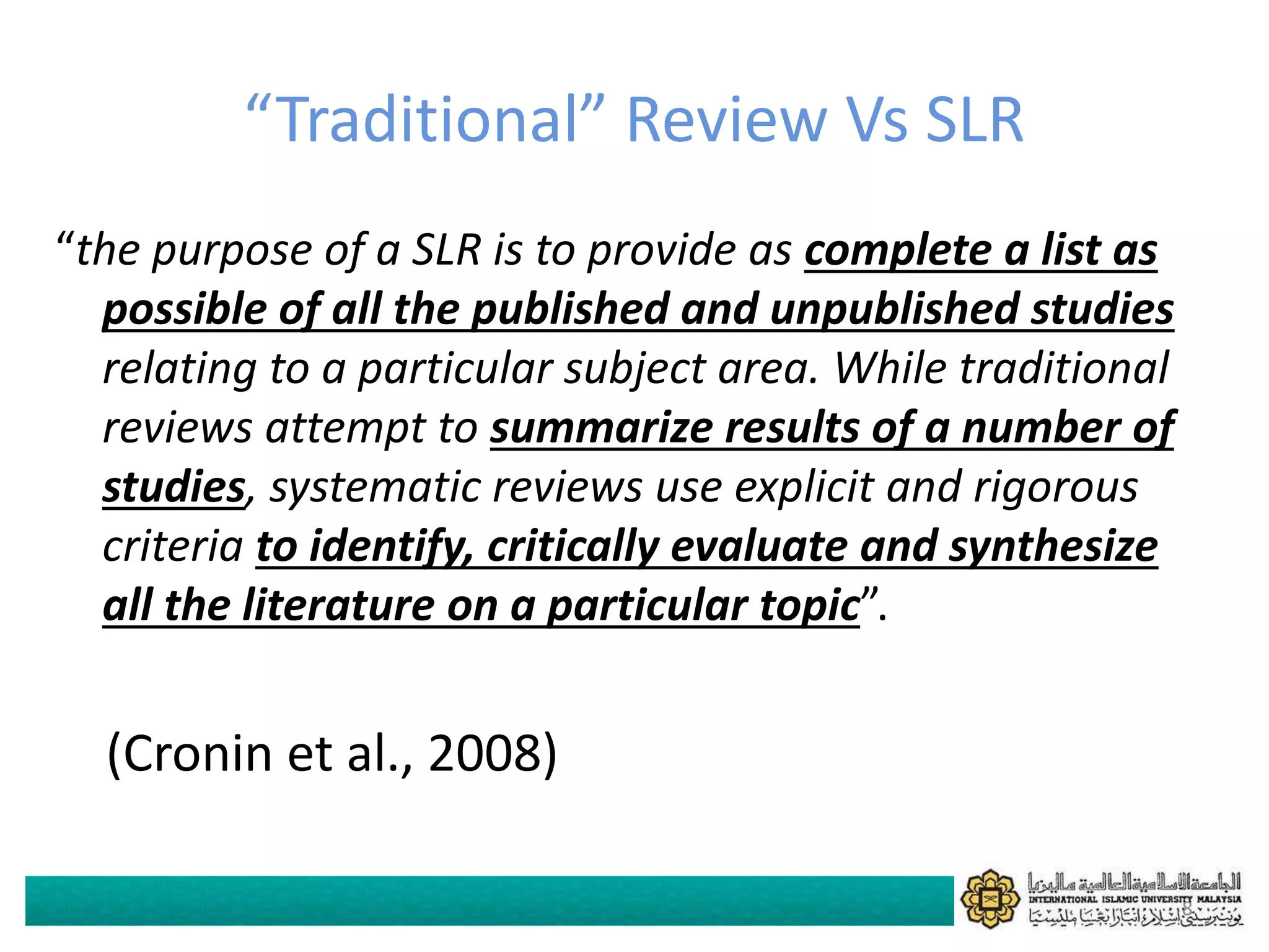 Introduction to Systematic Literature Review method | PDF