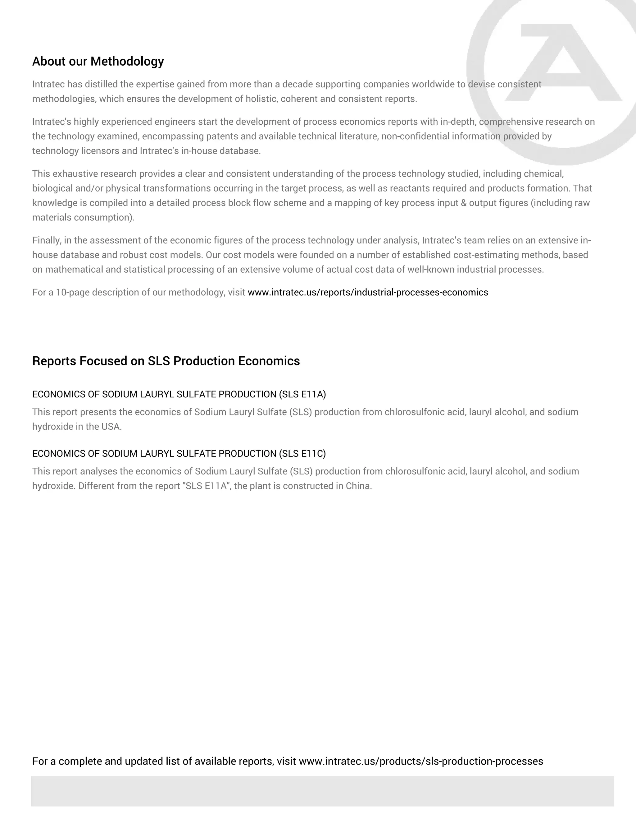 Economics of Sodium Lauryl Sulfate Production Processes | PDF