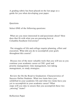 SLS 1000, Student Learning Success 1 Reflection Pape.docx