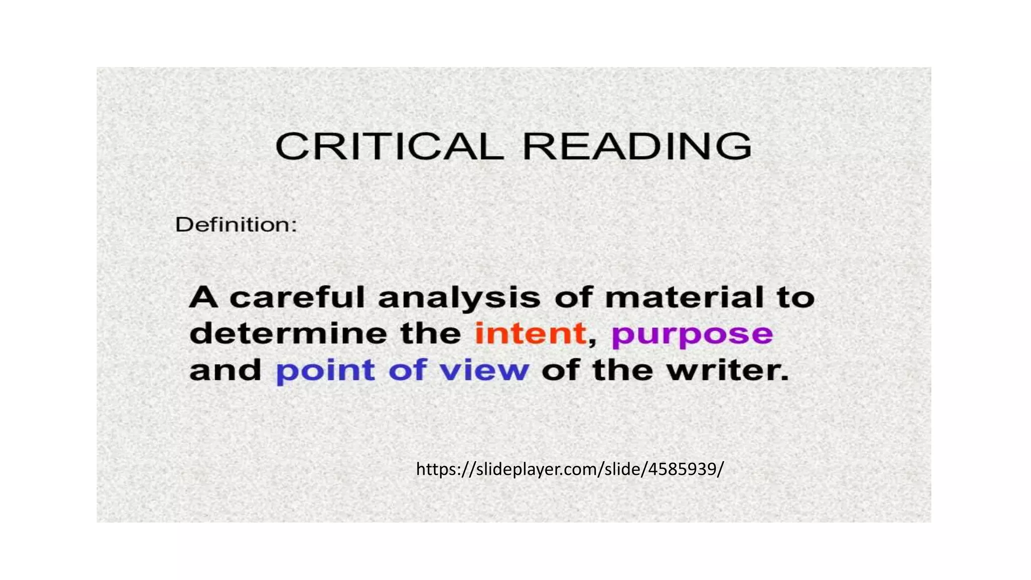 CRITICAL READING AND WRITING FOR EXAMINATIONS | PPTX