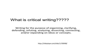 CRITICAL READING AND WRITING FOR EXAMINATIONS | PPTX