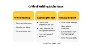CRITICAL READING AND WRITING FOR EXAMINATIONS | PPTX