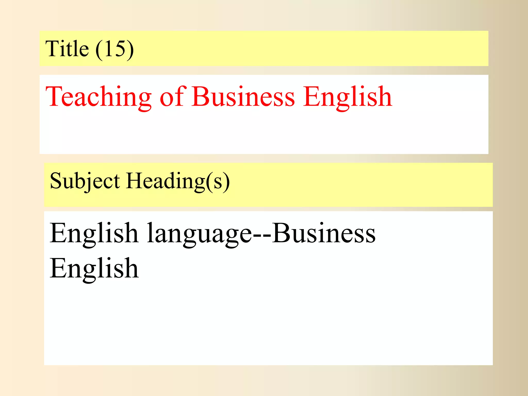 SEARS LIST OF SUBJECT HEADINGS (PRACTICE) | PPSX