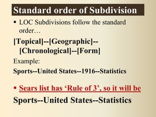 SEARS LIST OF SUBJECT HEADINGS (PRACTICE) | PPSX