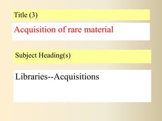 SEARS LIST OF SUBJECT HEADINGS (PRACTICE) | PPSX