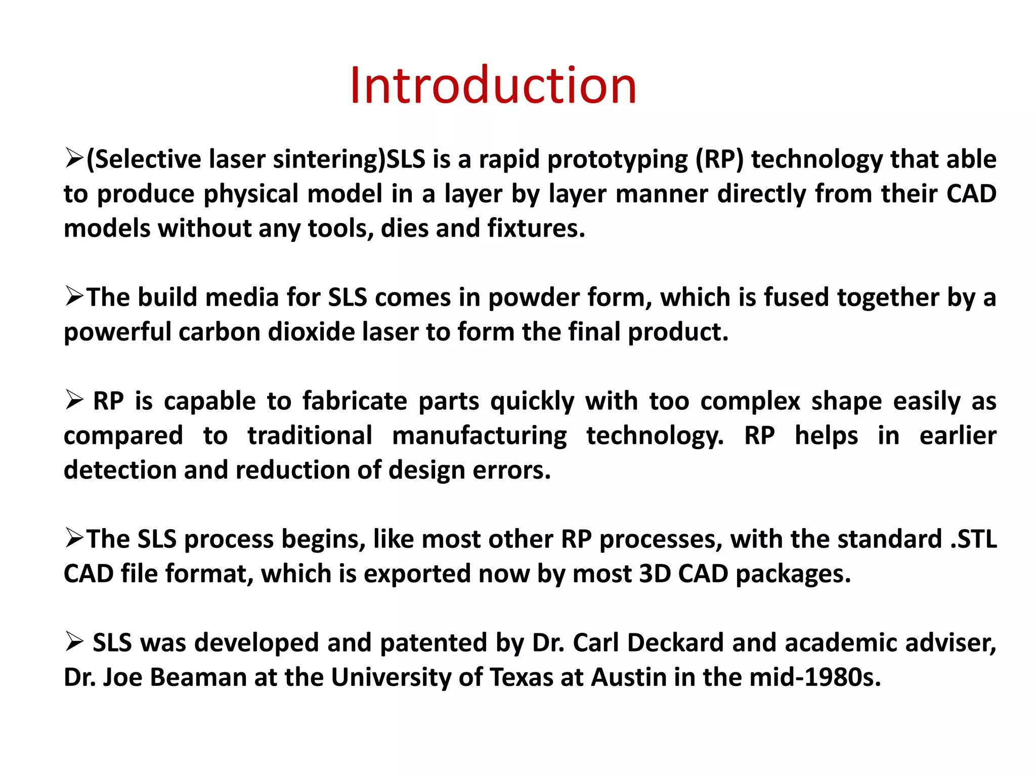 selective laser sintering;a rapid prototyping technology | PPTX