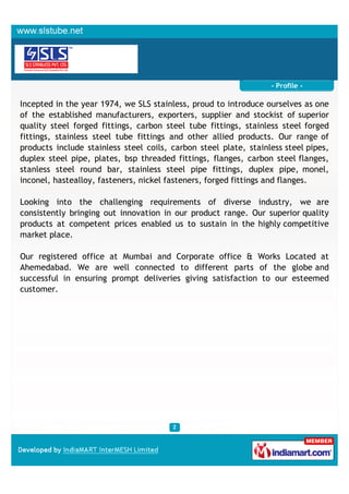 SLS Stainless Pvt.Ltd, Mumbai, Seamless Pipes | PDF