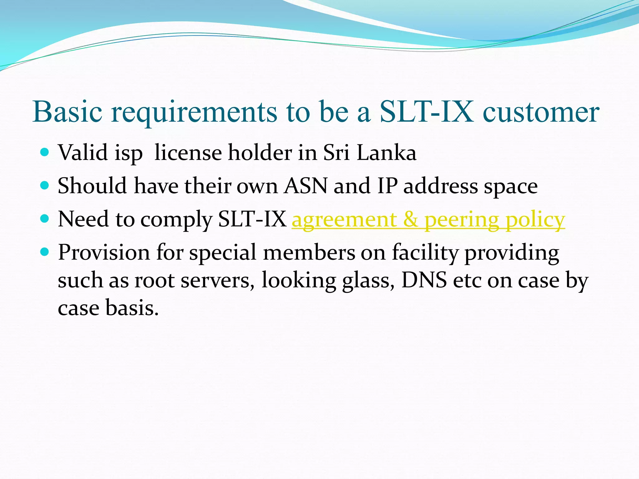 SLT-IX Setting up an Internet Exchange : Sri Lankan experience | PDF