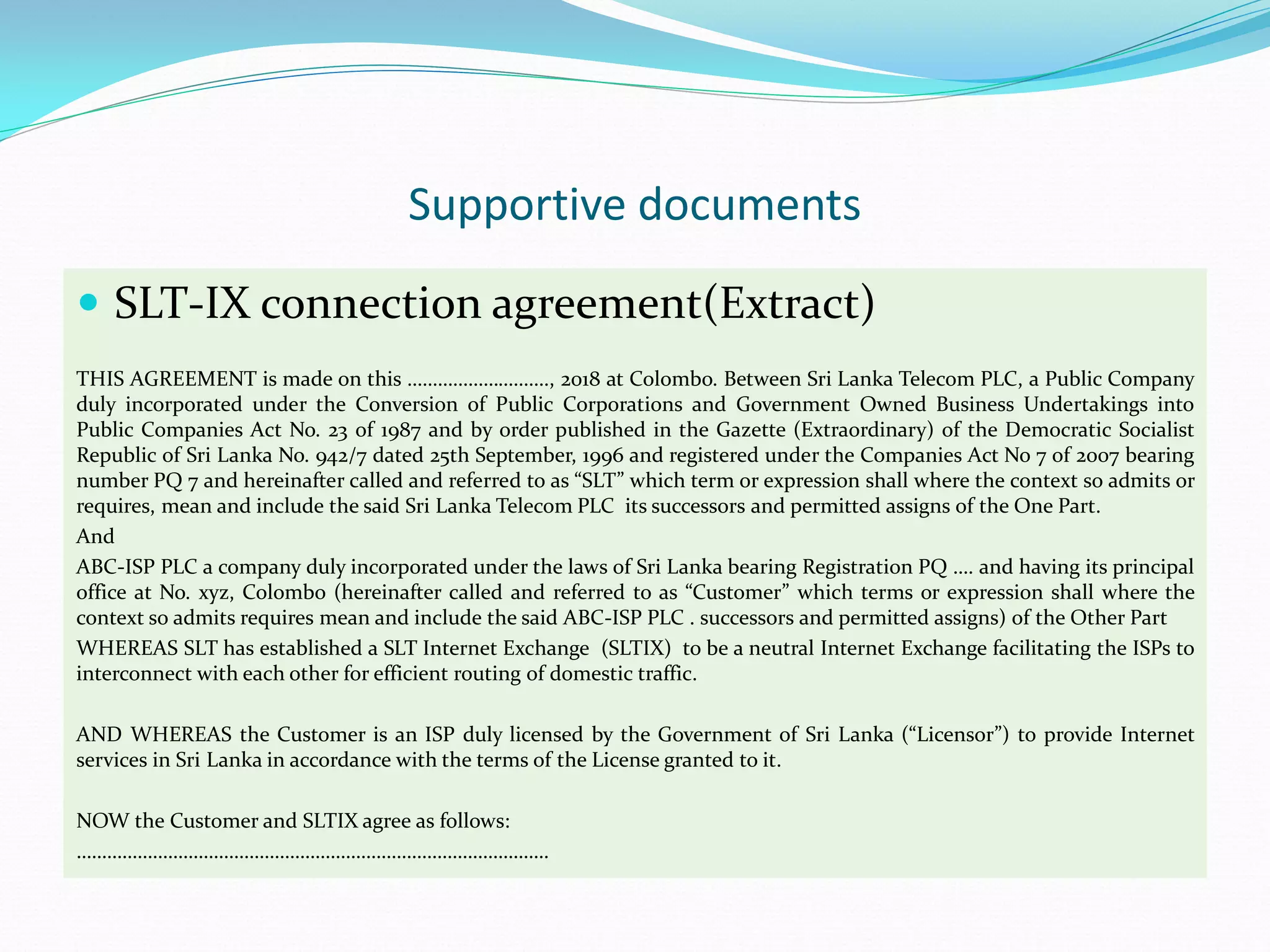 SLT-IX Setting up an Internet Exchange : Sri Lankan experience | PDF