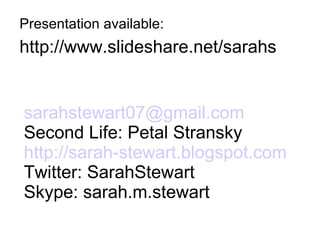 Second Life and inter-professional teamwork in maternity services | PPT