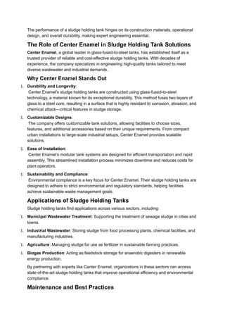 Sludge Holding Tanks of Center Enamel in Wastewater Solutions.docx
