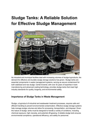 Sludge Tanks_ A Reliable Solution for Effective Sludge Management.docx