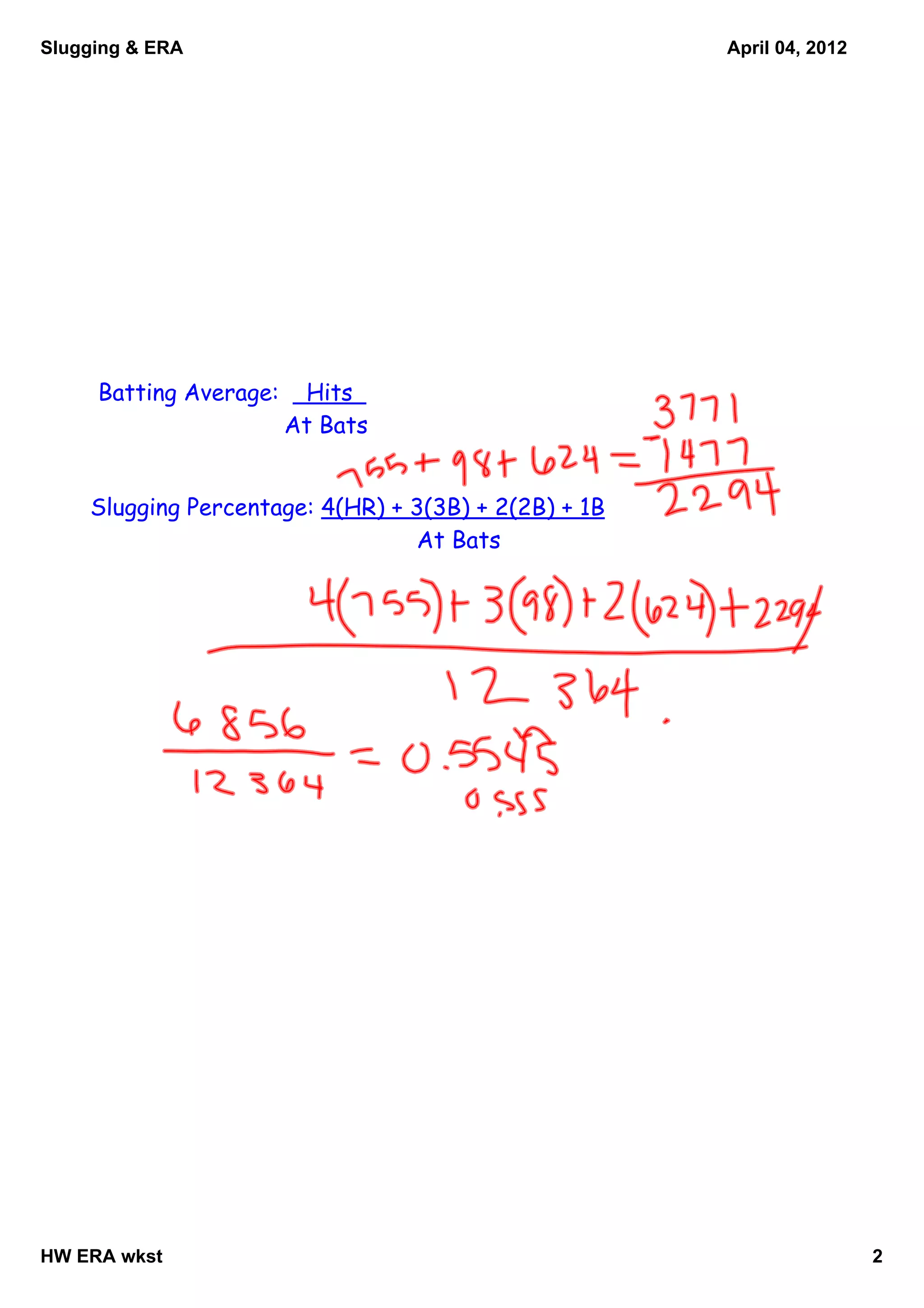 Slugging % & era notes | PDF
