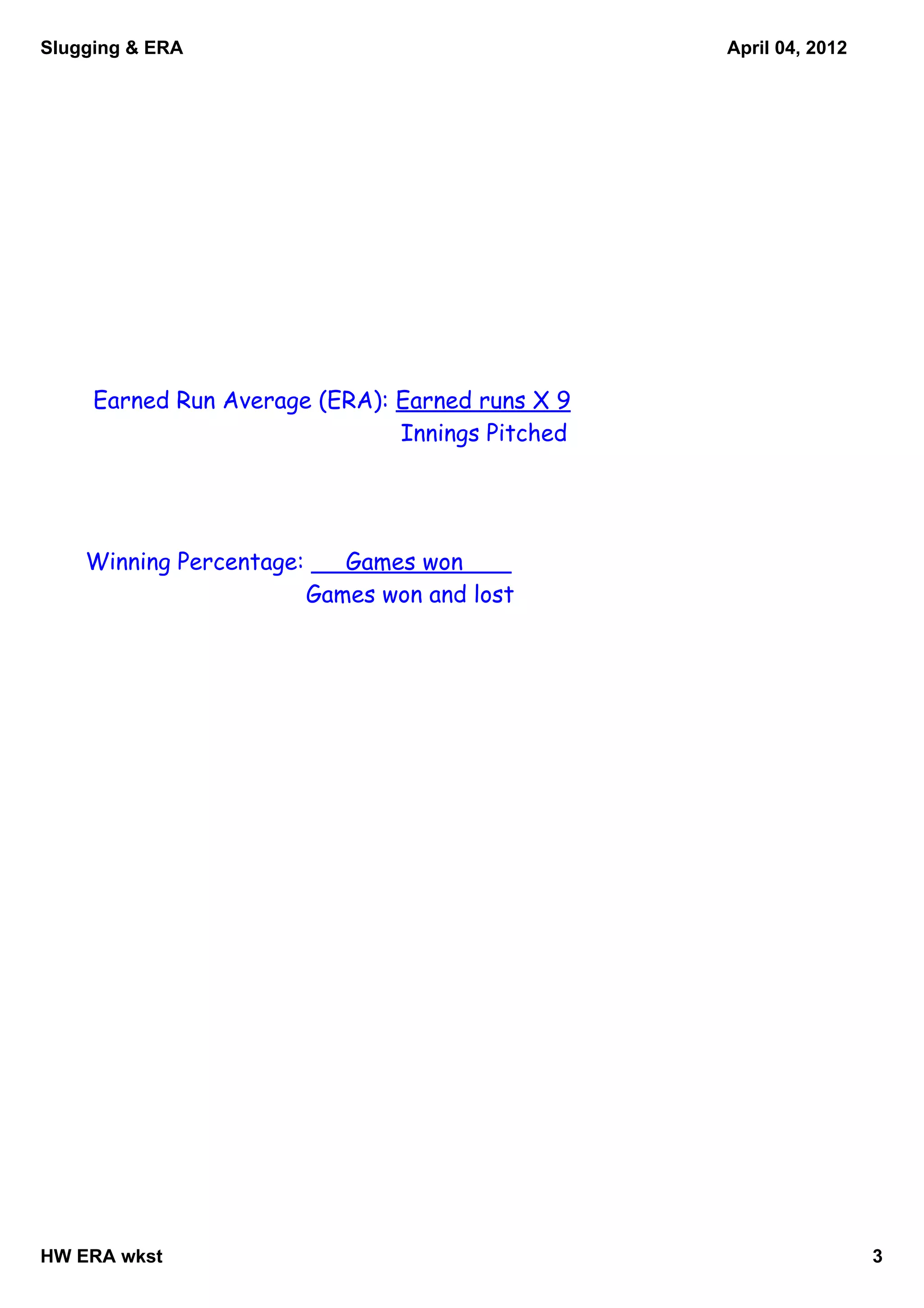 Slugging % & era notes | PDF