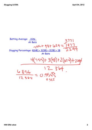 Slugging % & era notes | PDF