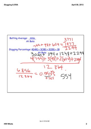 Slugging % & era notes | PDF