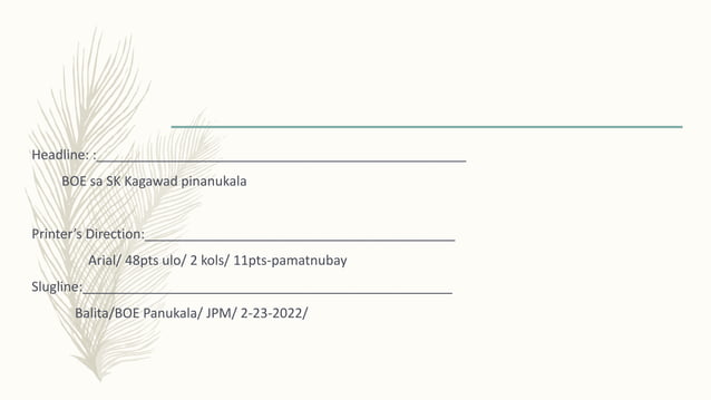 Slugline and Printer's Direction copyred | PPTX