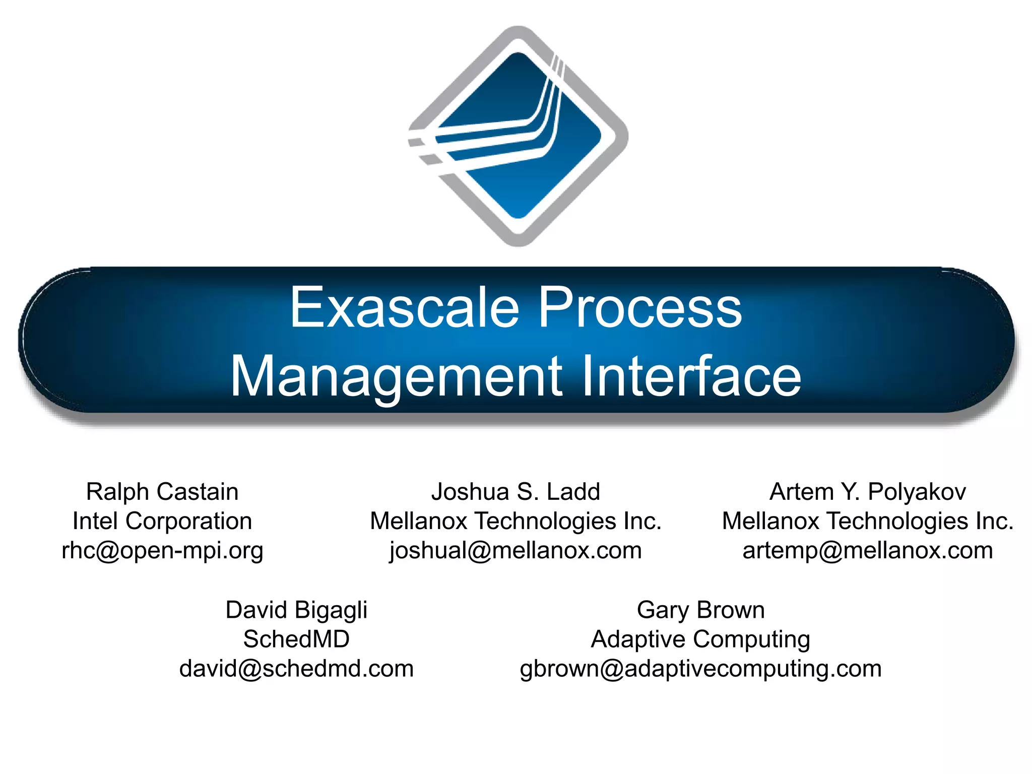 Exascale Process Management Interface | PPTX
