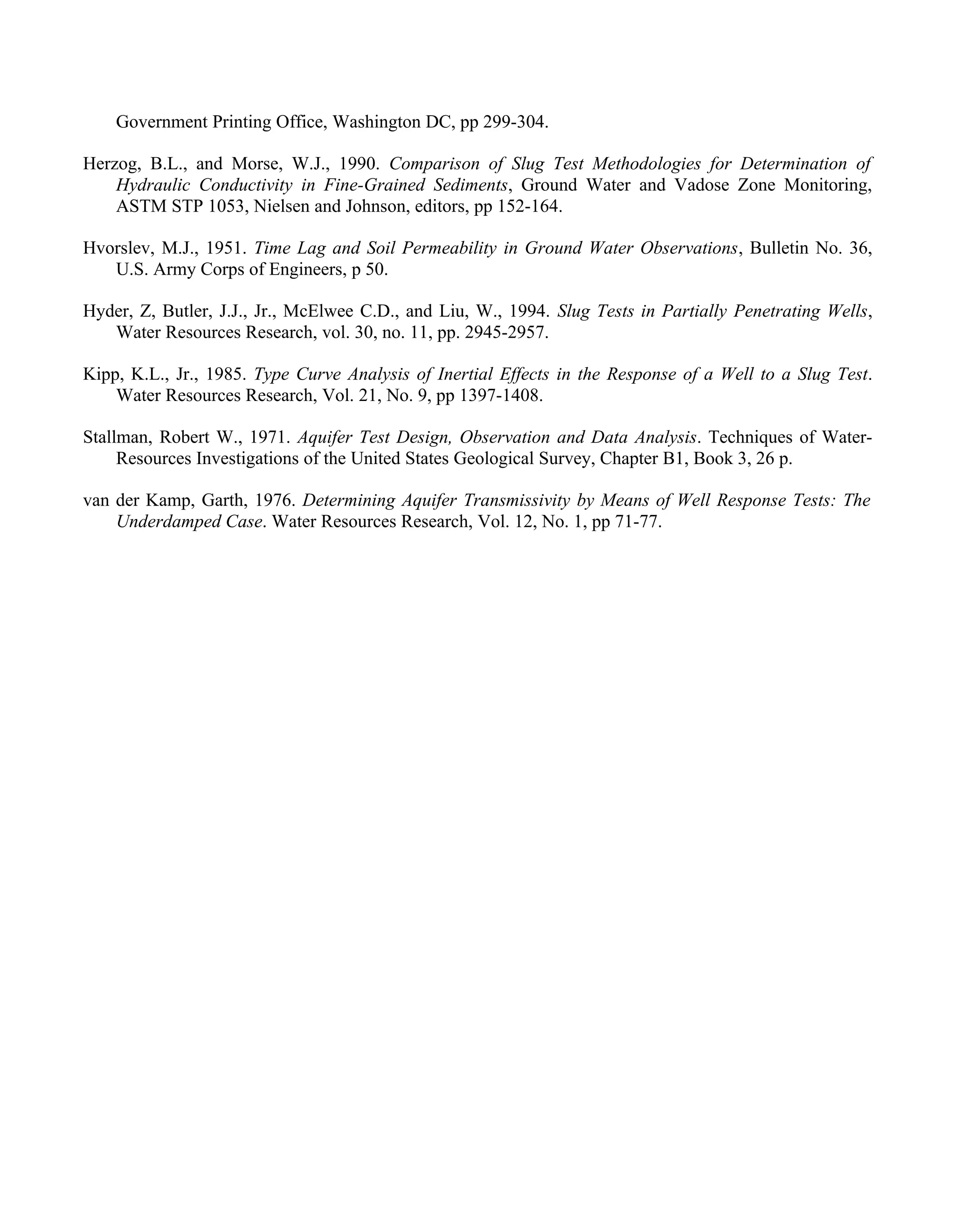 Slug Test Procedures | DOC