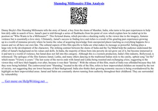 Slumdog Millionaire Film Analysis | PPT