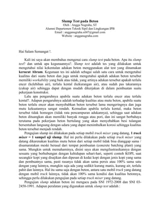 Slump test pada beton (Angga Nugraha) | PDF